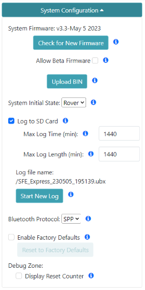System Menu - SparkFun RTK Product Manual